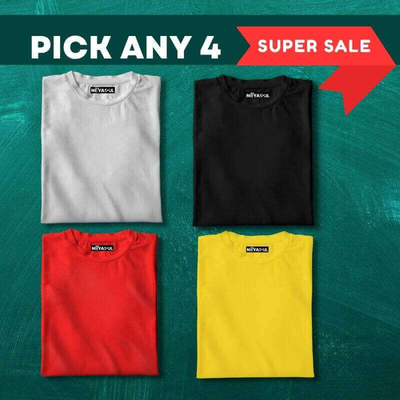 Pick Any 4 - Plain T-shirt Combo - NityaSoul